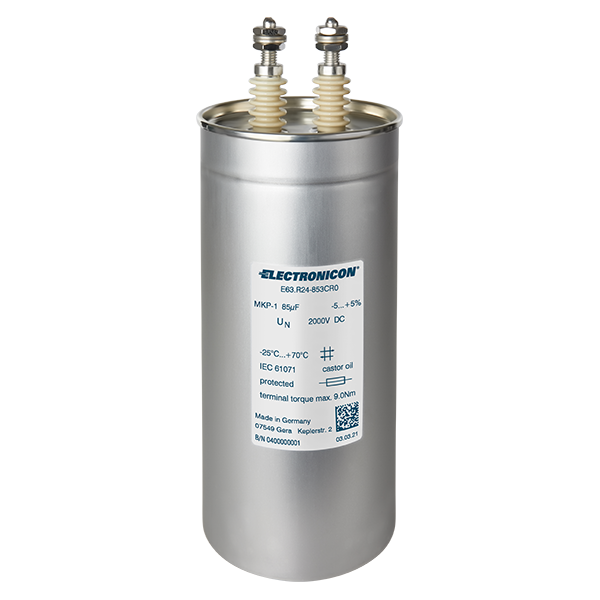 E63.S32-204CRO, 200uF, DC Link Capacitor ø136 x 320mm, M10x25 terminal
